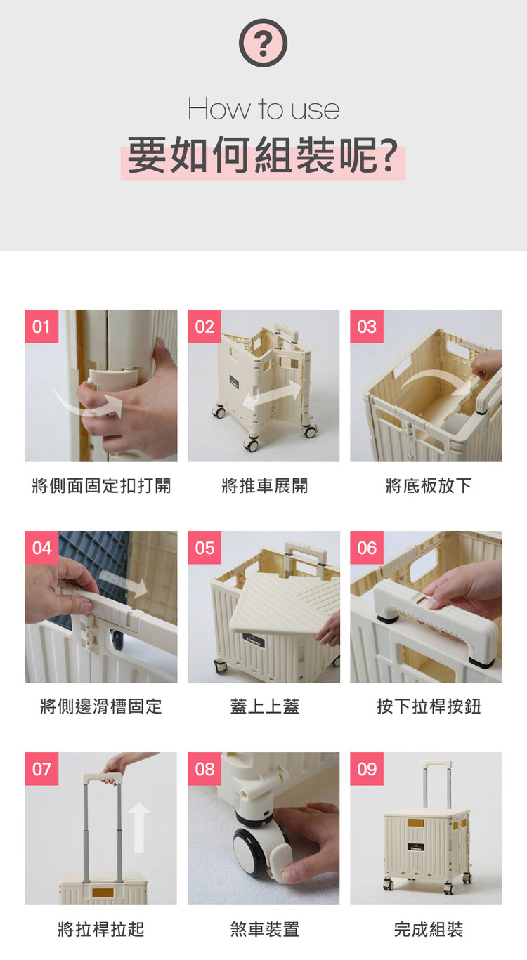 【韓國DAMDA】MINI四輪摺疊購物車-陽光黃 09229C