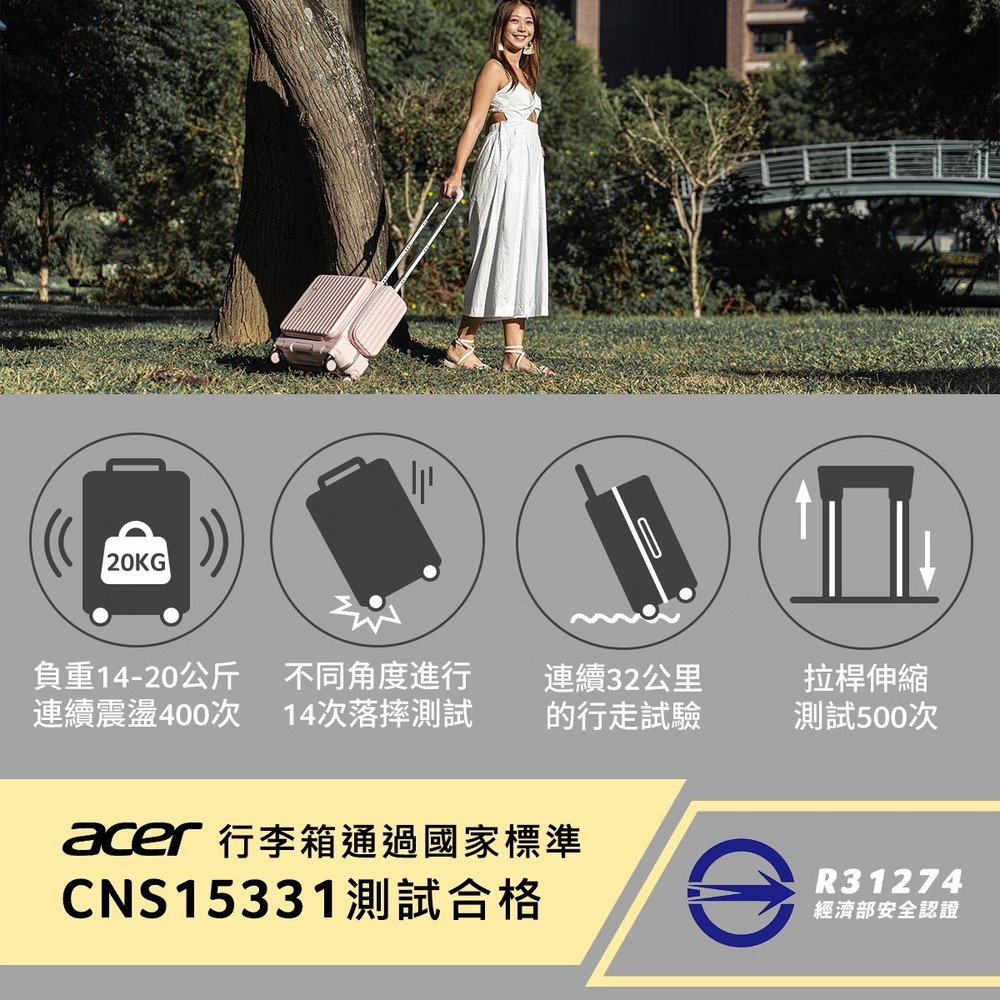 Acer 巴塞隆納前開式機長箱19吋 夢幻粉 GP.LUG11.008