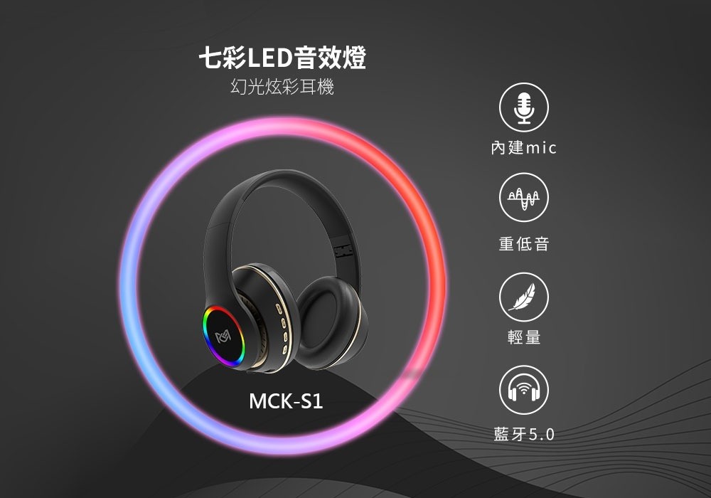 MCK 耳罩式耳機-飽合款(黑) MCK-S1-BK