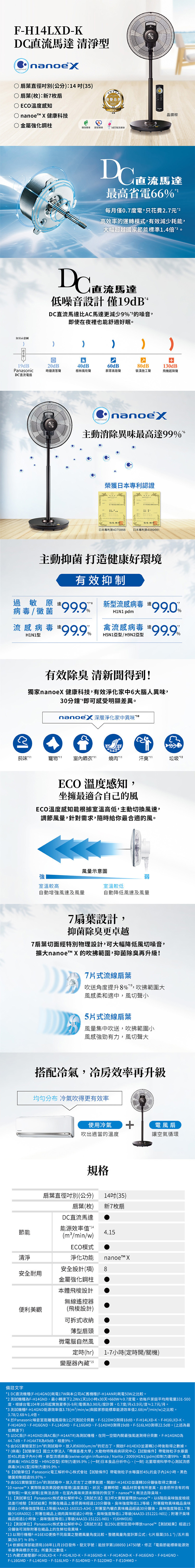 Panasonic 14吋 清淨型 DC 七枚風扇 F-H14LXD-K